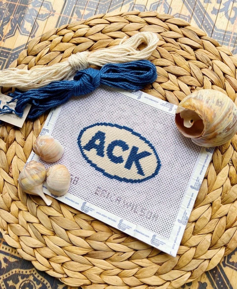 Erica Wilson ACK Bumper Sticker Needlepoint Canvas