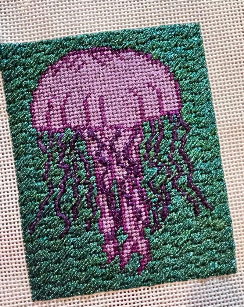 Stitching with Stacey Jellyfish Needlepoint Canvas – Erica Wilson