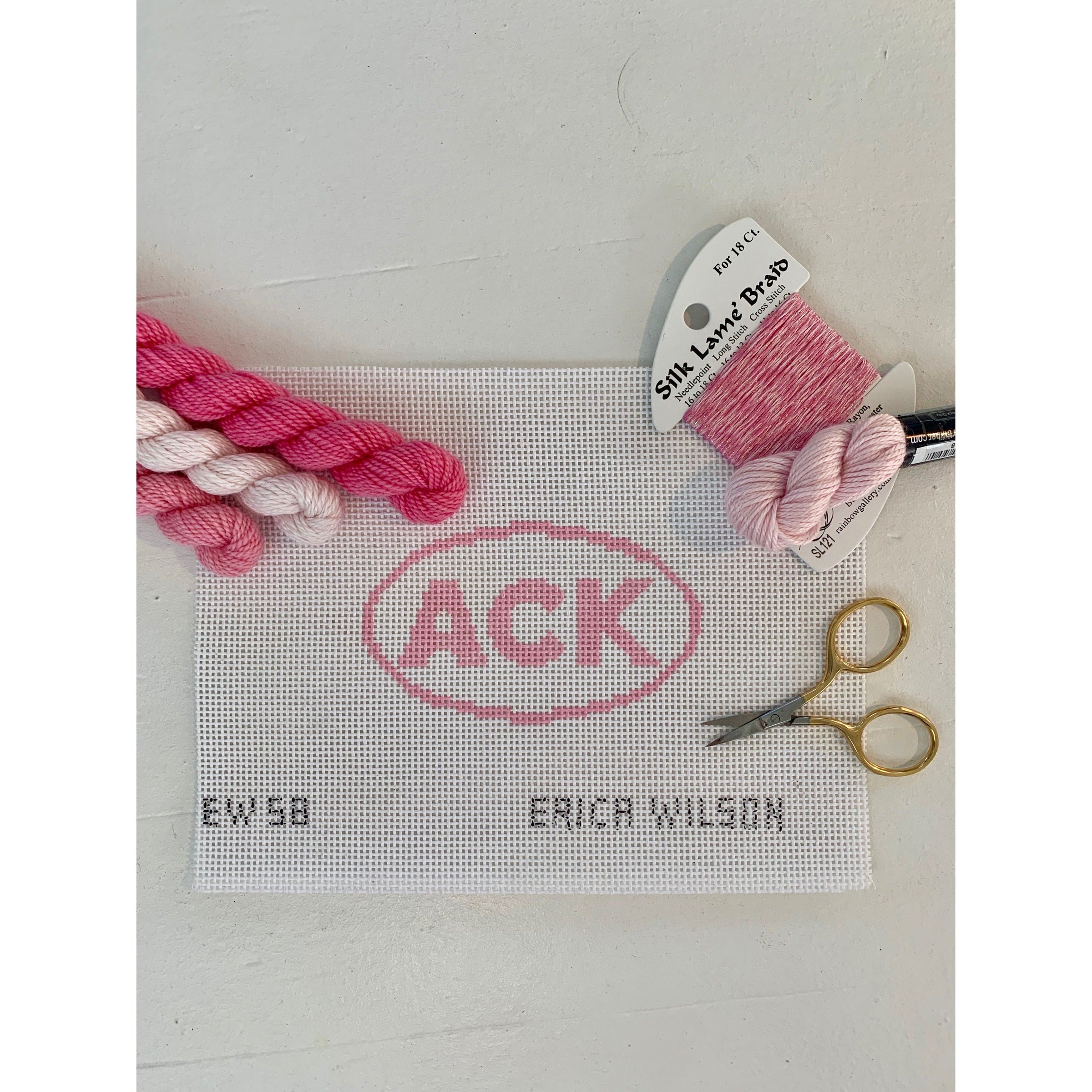 Erica Wilson ACK Bumper Sticker Needlepoint Canvas