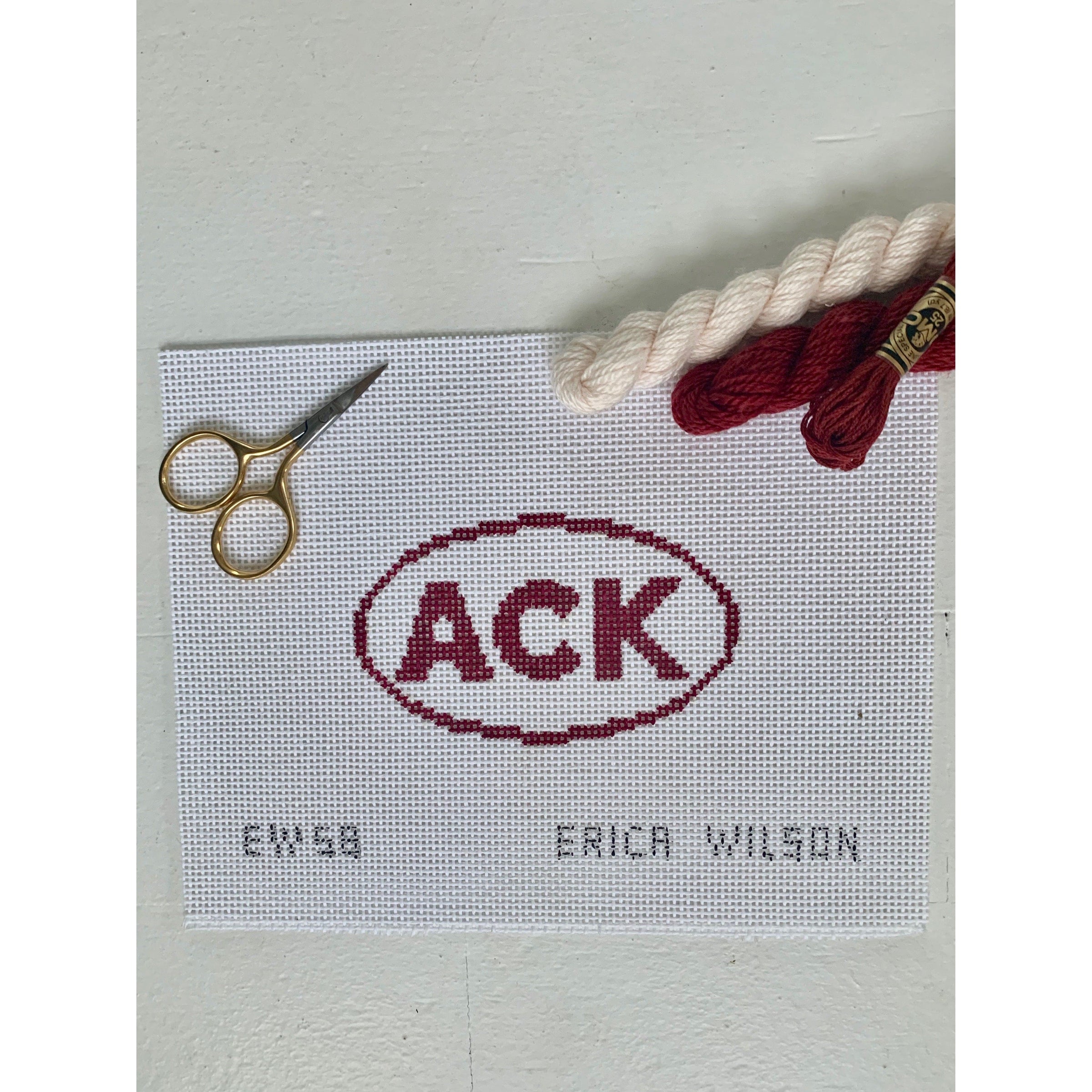 Erica Wilson ACK Bumper Sticker Needlepoint Canvas